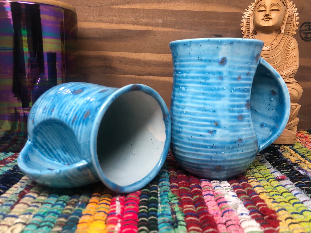 Waterfall Blue and Gold Ceramic Hug a Mug Color Bursting Crystals ...