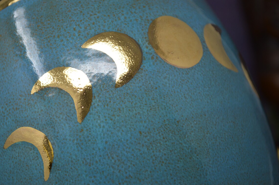 Yellow Gold Moon Phase With REAL GOLD and Glitter Planter - Ceramic ...