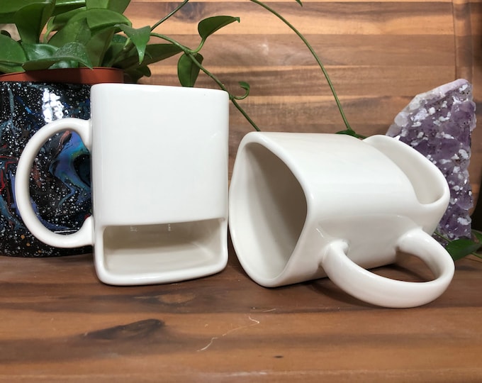 Solid White Ceramic Cookies and Milk Dunk Mug Plain Mug Biscuits and ...