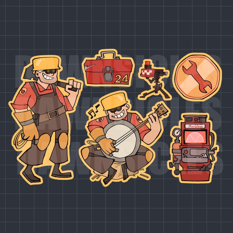 TF2 - Engineer Sticker Pack - Etsy