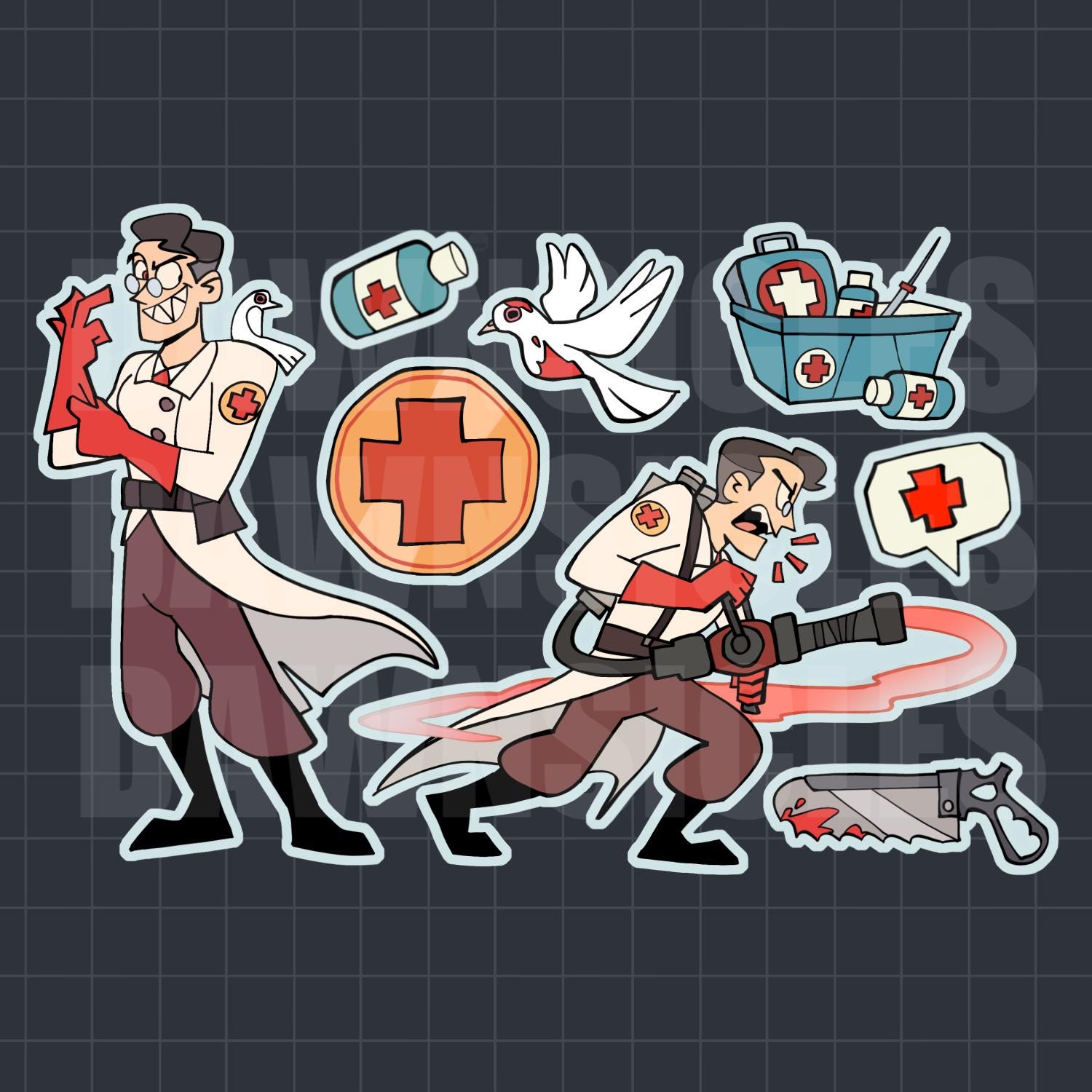 TF2 - Medic Sticker Pack - Etsy