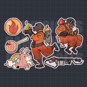 TF2 - Pyro Sticker Pack - Etsy