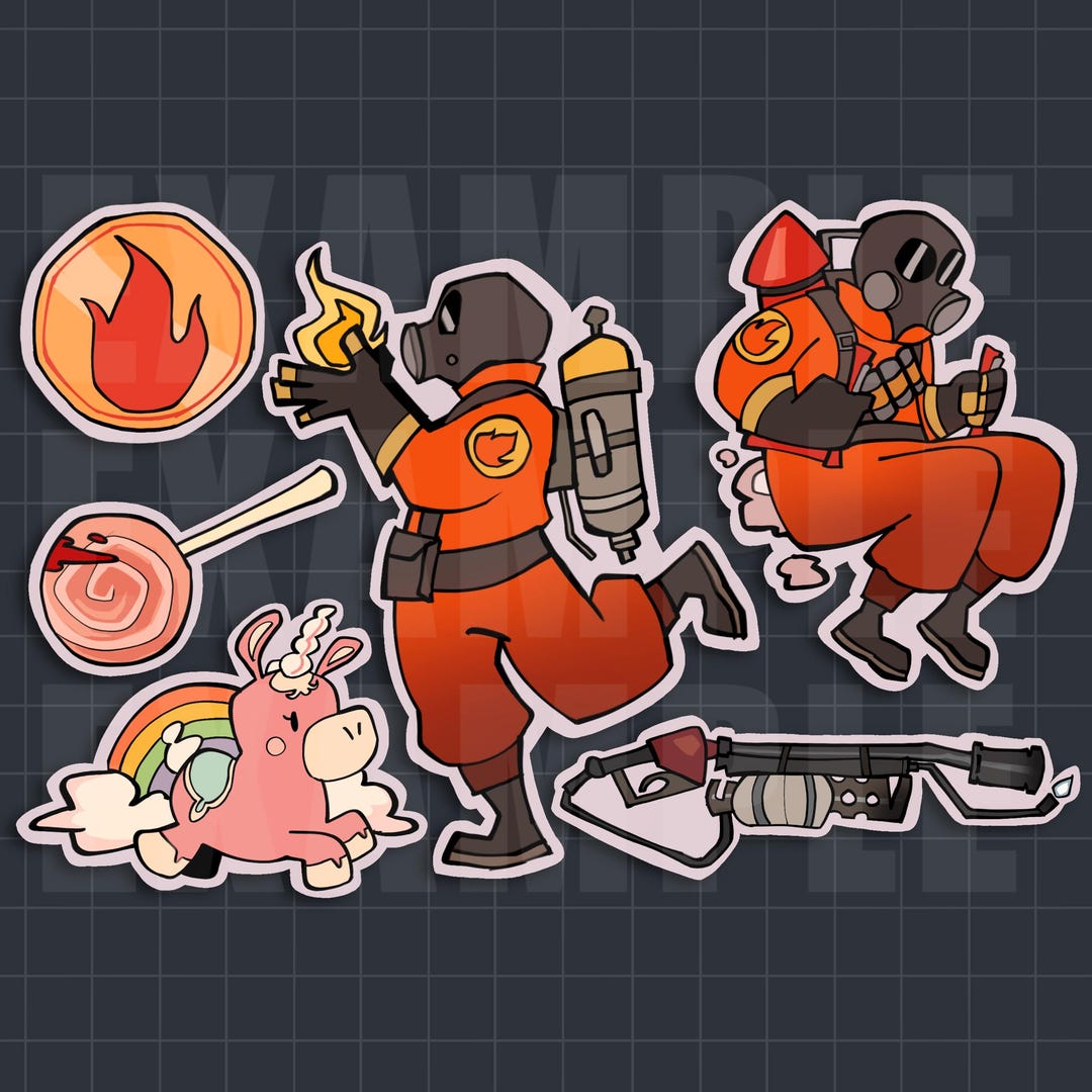 TF2 - Pyro Sticker Pack - Etsy