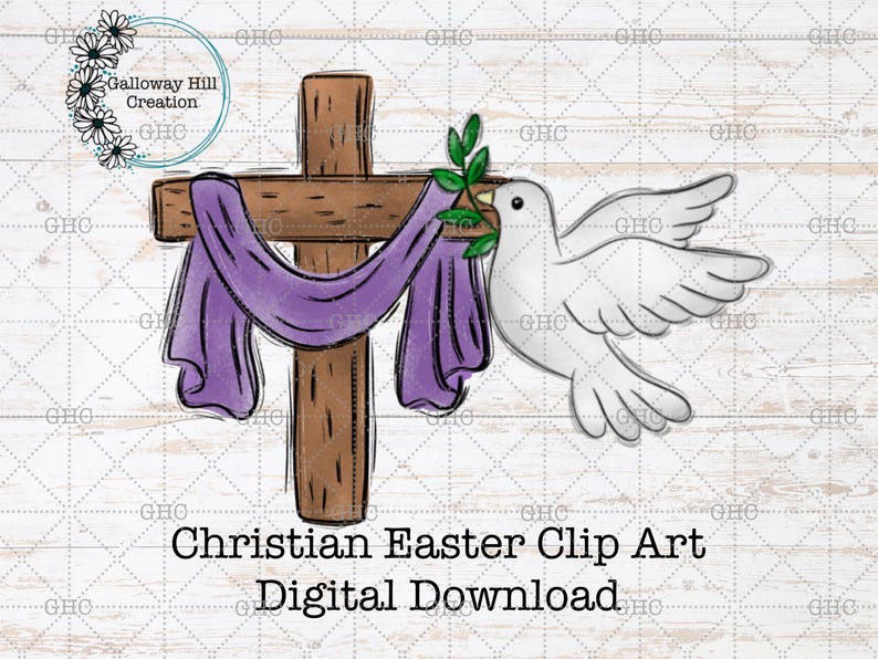 Christian Easter Clip Art Set, Hand Drawn Digital Elements, Greeting ...