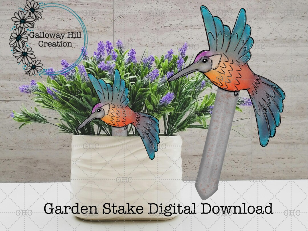 Hummingbird Garden Stake Sublimation PNG: Gardening, Garden Marker ...