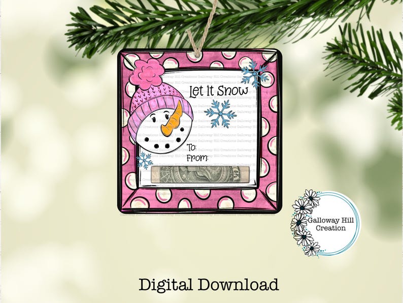 Snowman Money Holder Sublimation PNG Design: Money Holder Ornament ...