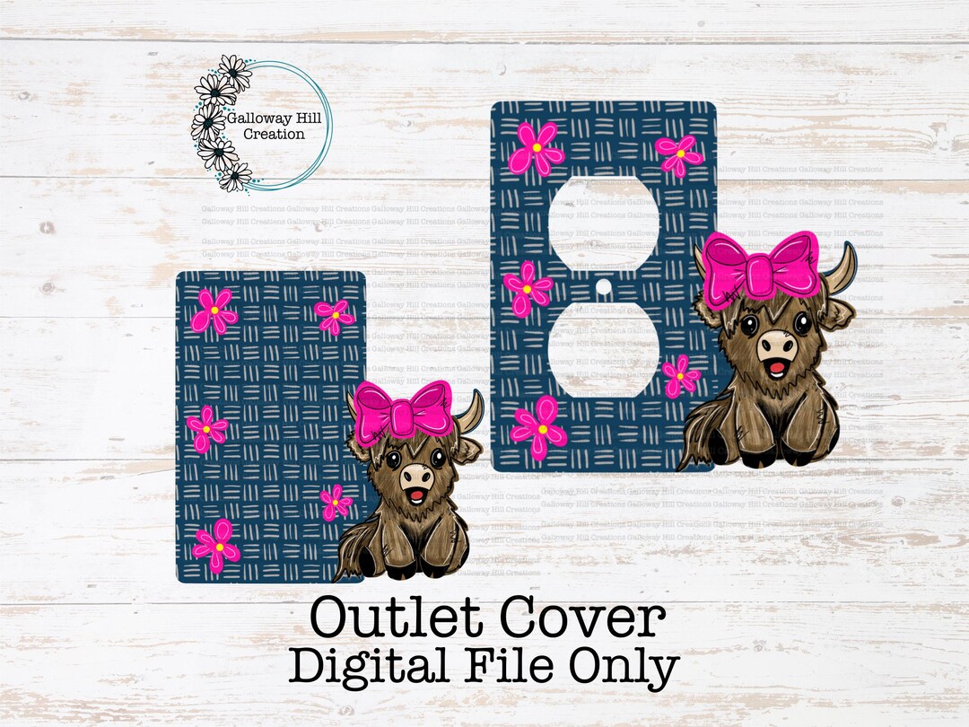 Highland Cow Sublimation: Outlet Cover, Hand Drawn Digital Download ...