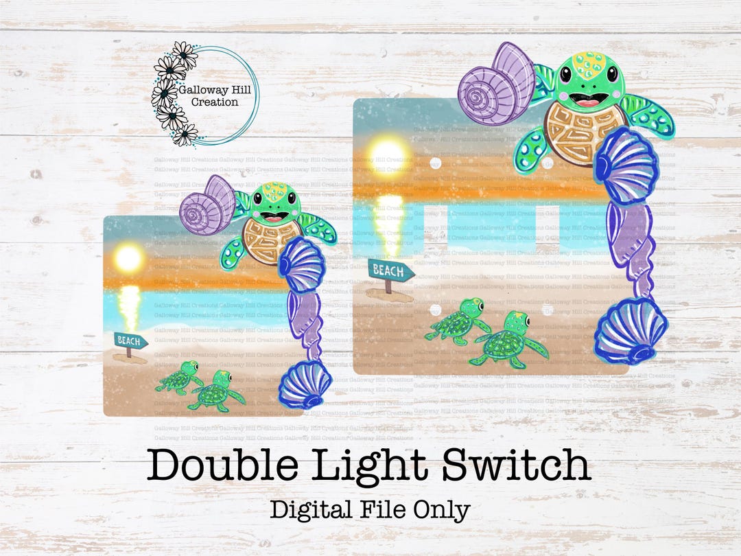 Turtle With Shells Double Light Switch Sublimation PNG Design: Sea ...