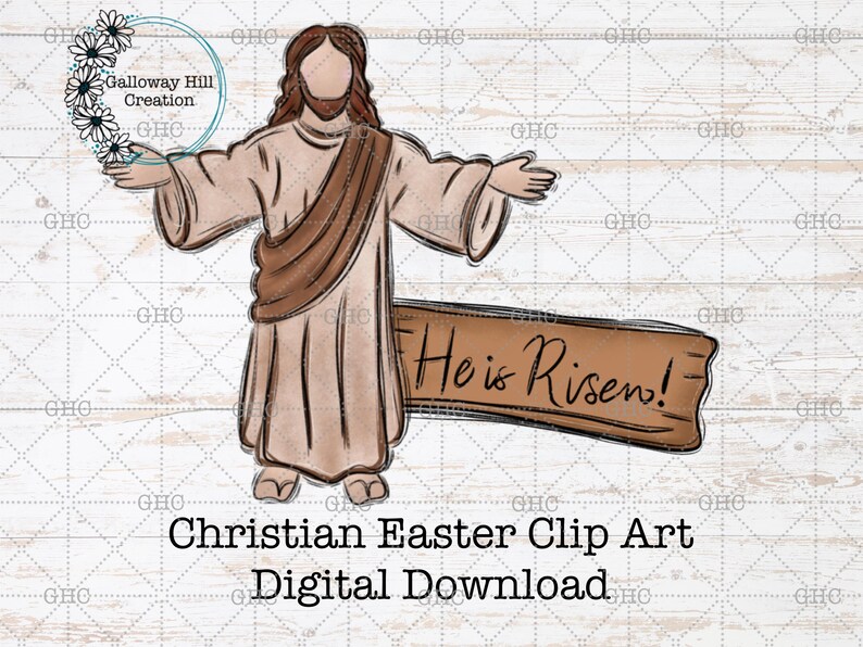 Christian Easter Clip Art Set, Hand Drawn Digital Elements, Greeting ...