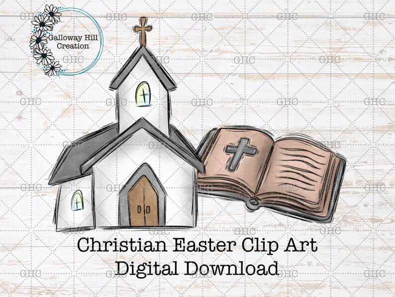 Christian Easter Clip Art Set, Hand Drawn Digital Elements, Greeting ...
