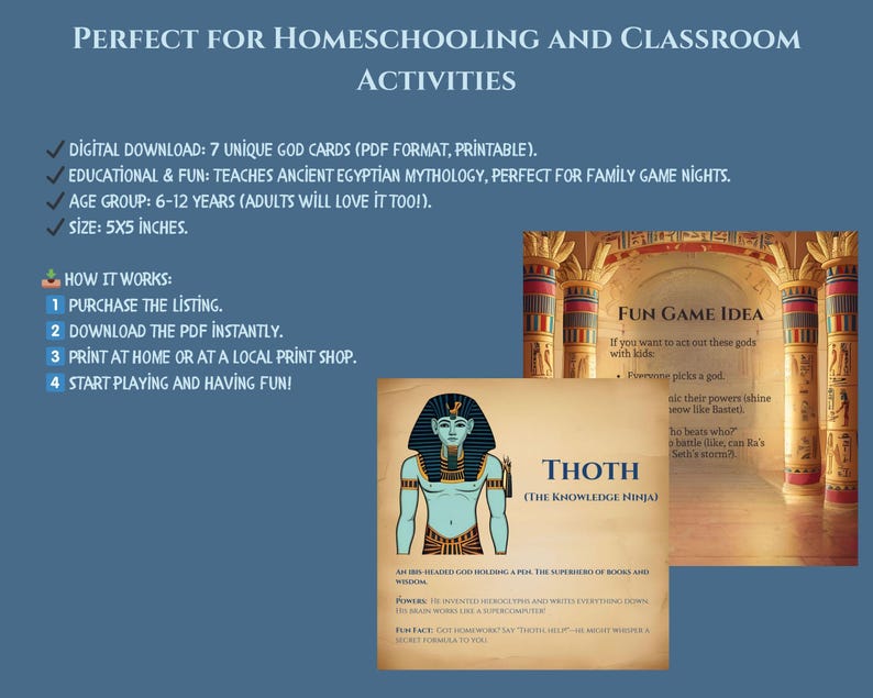 Ancient Egyptian Gods Card Game: Educational Family Fun (PDF) - Etsy