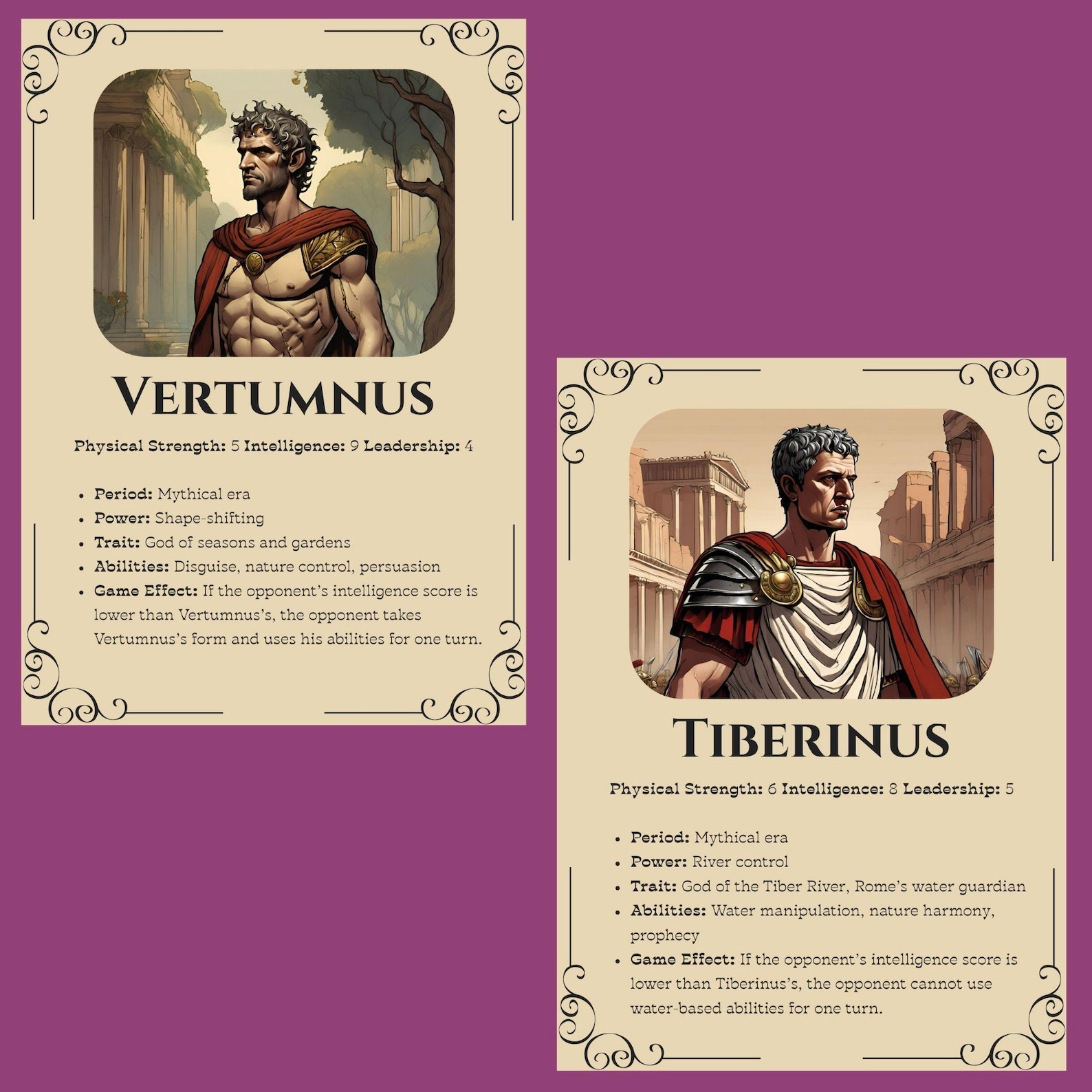 Ancient Roman Mythology Trading Cards | 15 Hero Printable Set ...