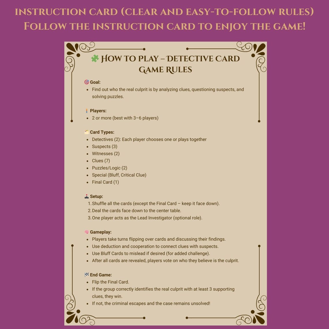 Detective Card Game Set: Printable Mystery Whodunit (digital PDF) - Etsy