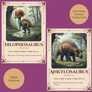 Dinosaur Trading Cards | Printable Dino Battle Cards | Dino Power Cards ...