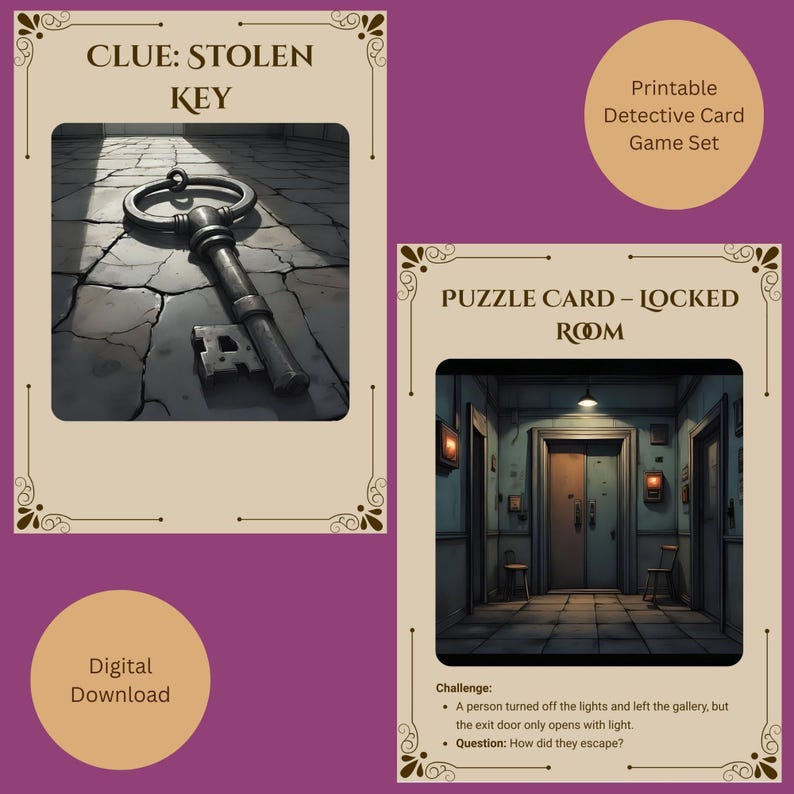 Detective Card Game Set: Printable Mystery Whodunit (digital PDF) - Etsy