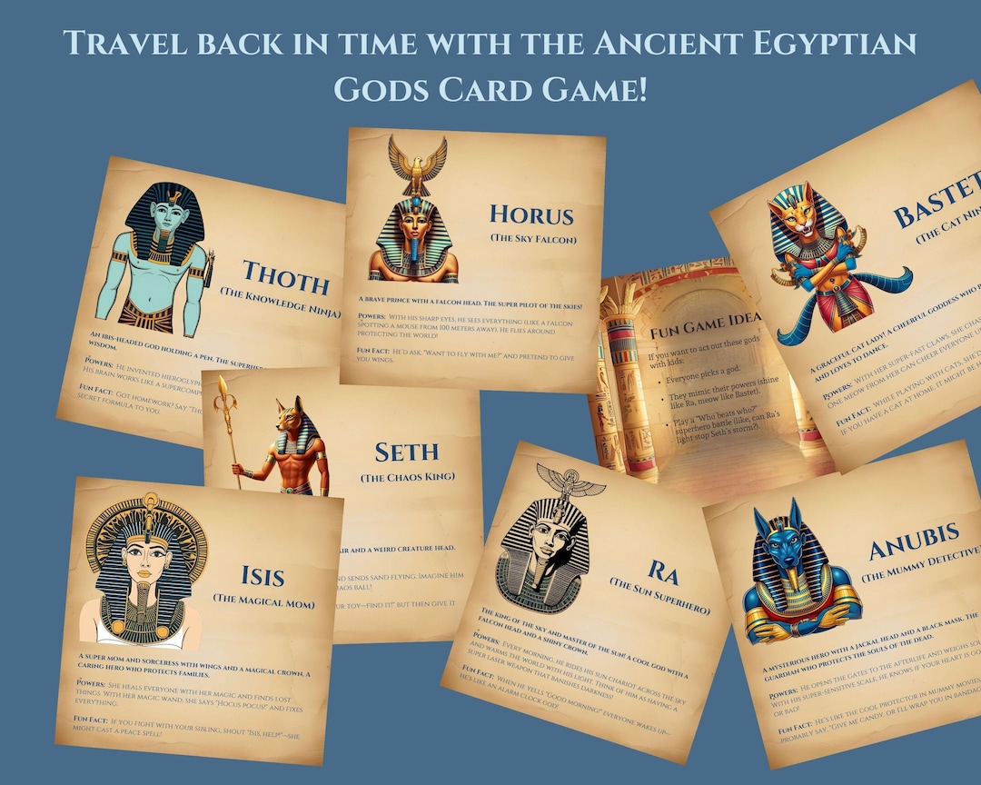 Ancient Egyptian Gods Card Game | Printable Educational Pharaoh’s Gods ...