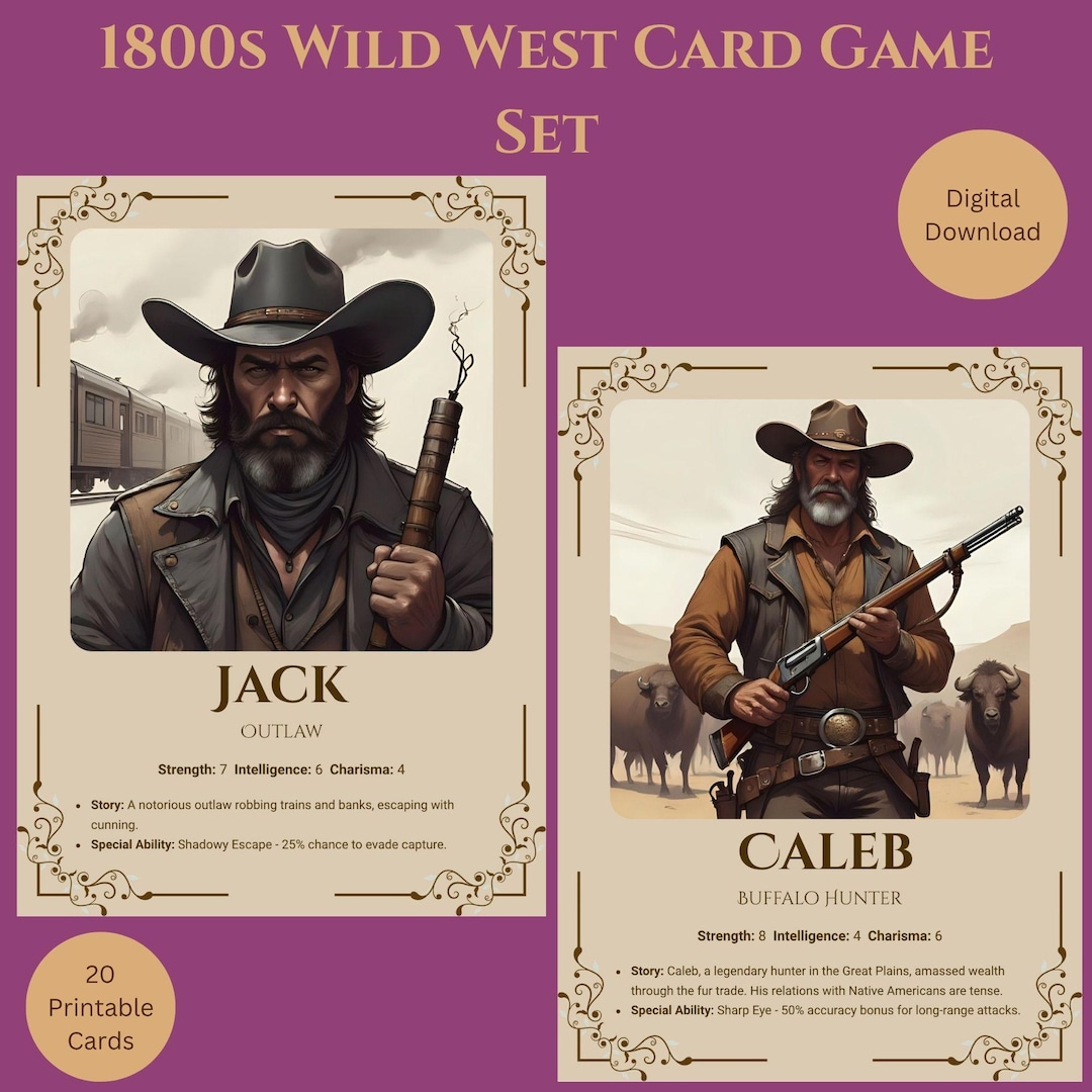 Wild West Character Card Set: 1800s Printable RPG (digital Download) - Etsy