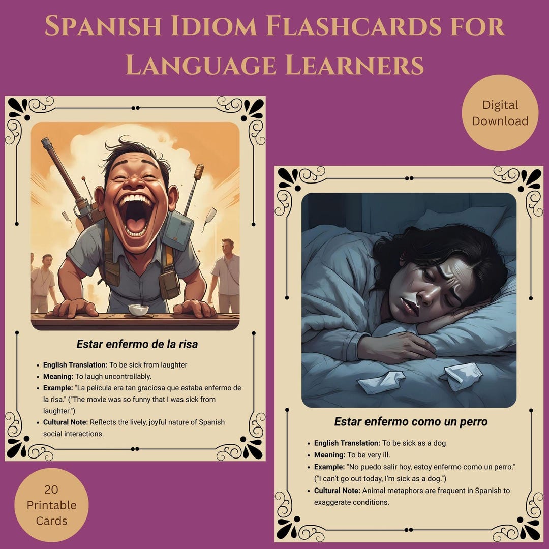 Spanish Idiom Flashcards: Language Learning Cards With Cultural Notes ...