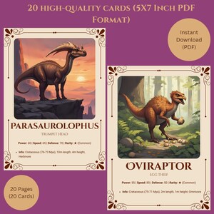 Dinosaur Trading Cards | Printable Dino Battle Cards | Dino Power Cards ...