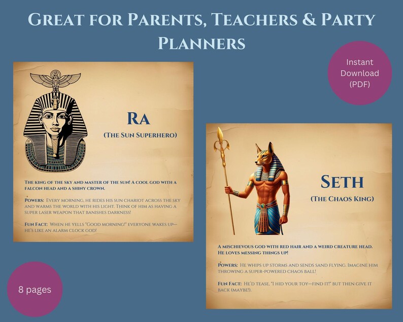 Ancient Egyptian Gods Card Game for Kids | Printable Educational ...