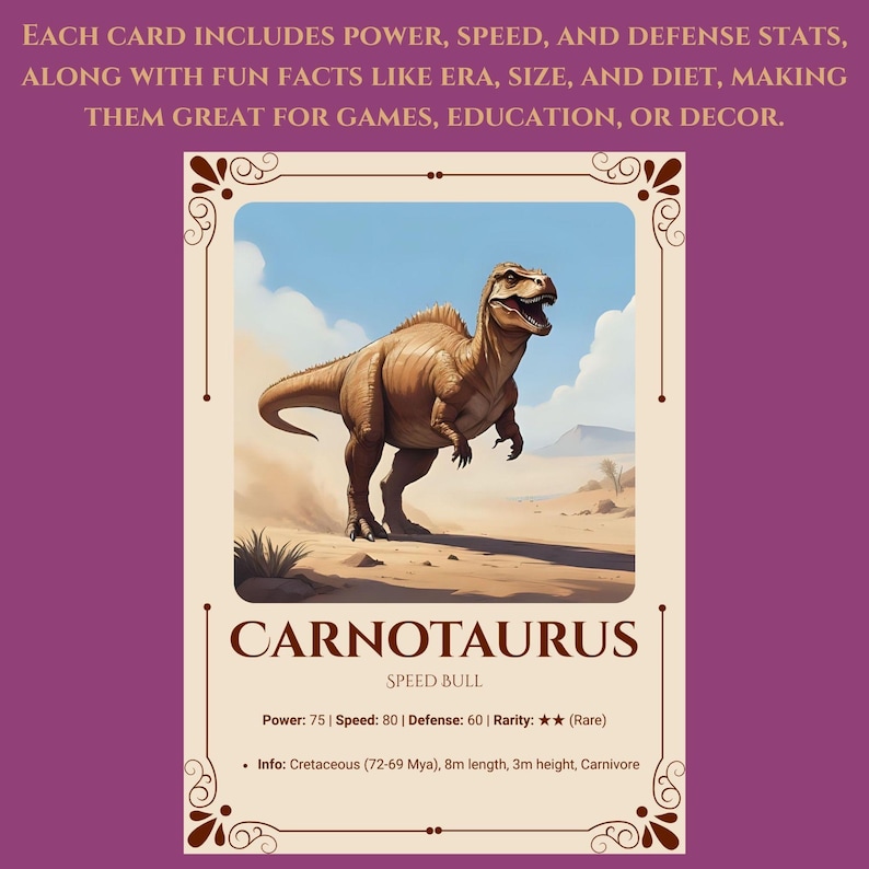 Dinosaur Trading Cards | Printable Dino Battle Cards | Dino Power Cards ...