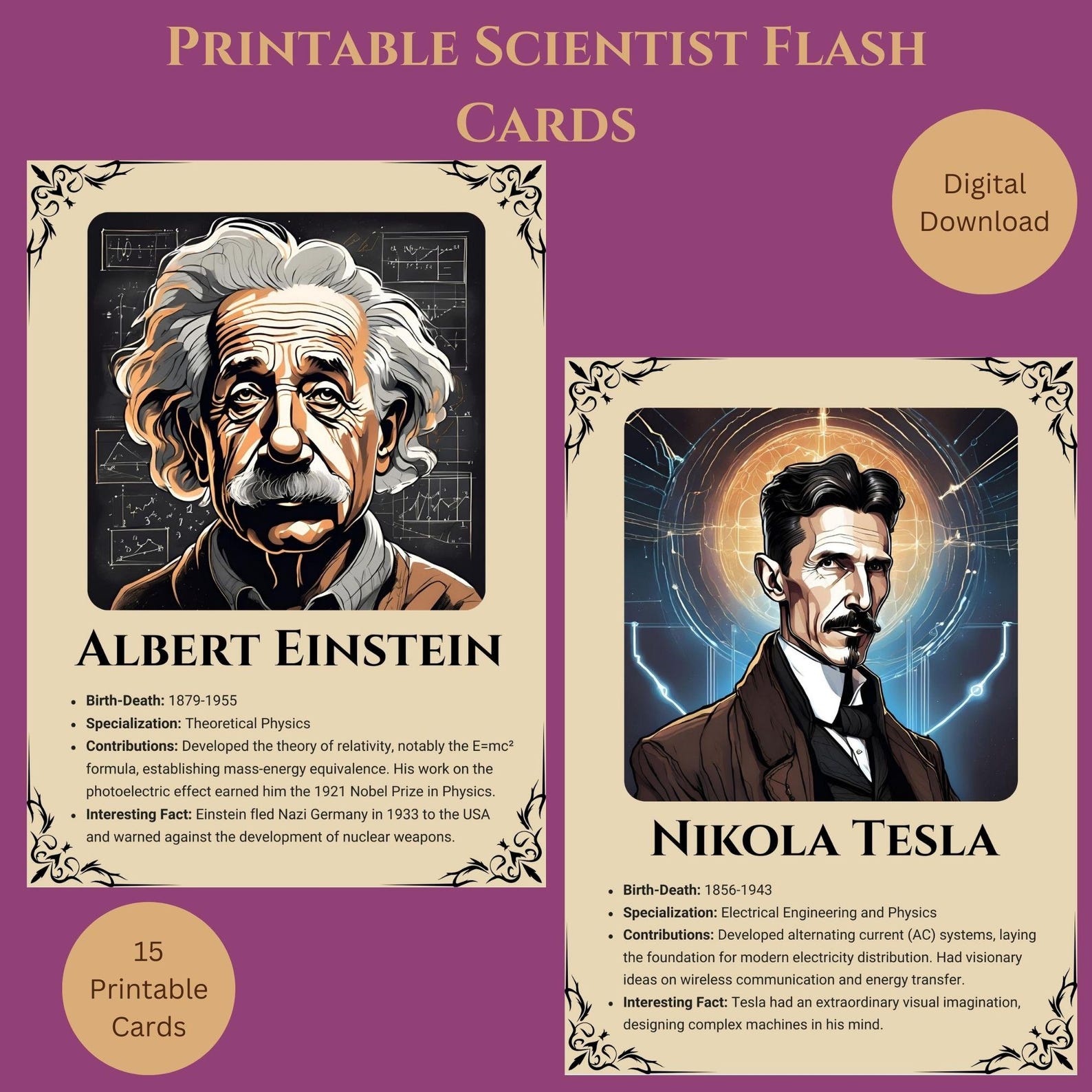 Printable Scientist Flash Cards | 15 Famous Scientists | Educational ...