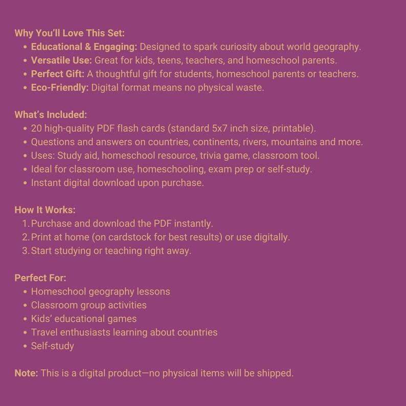 Geography Flash Cards | Digital Download | World Countries ...