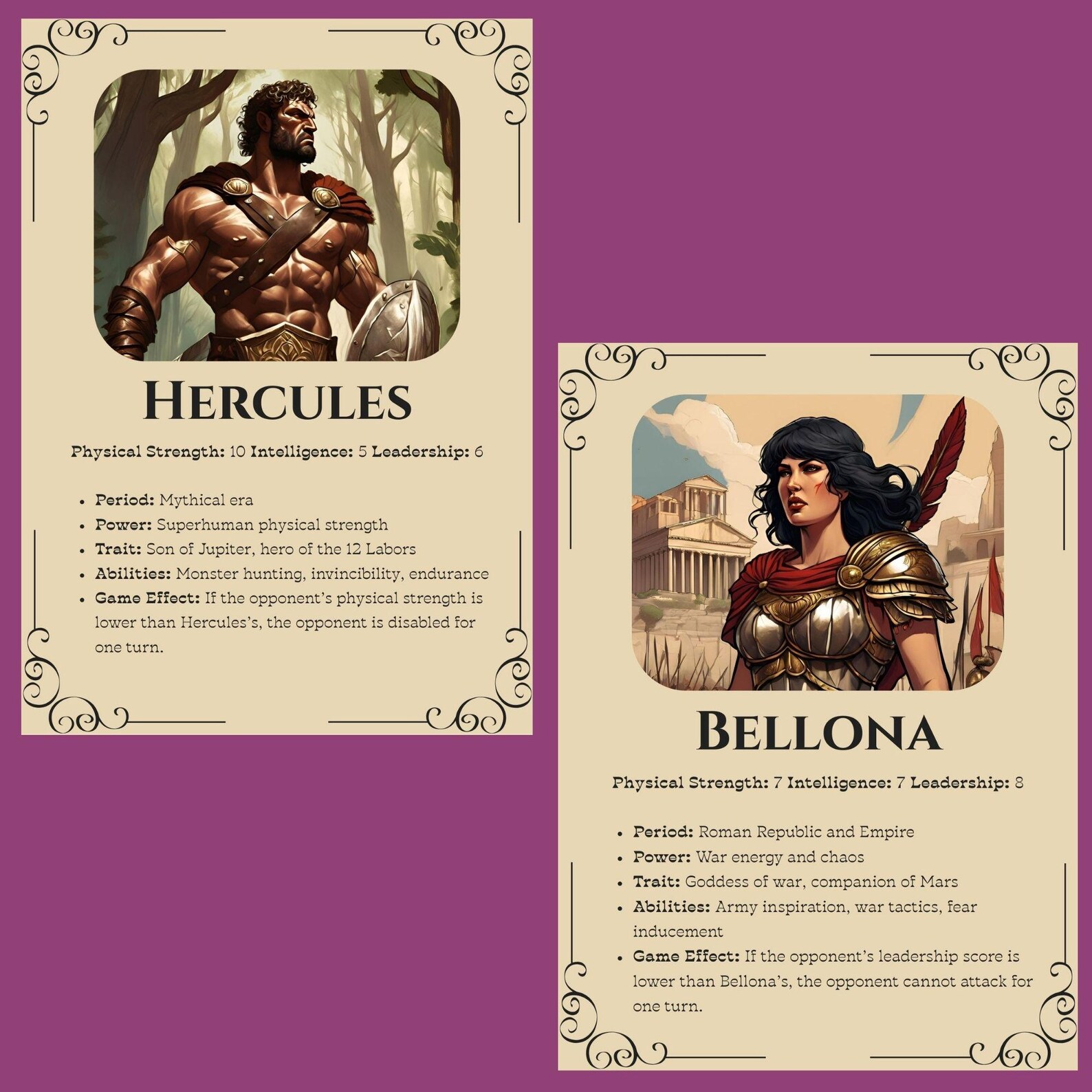Ancient Roman Mythology Trading Cards | 15 Hero Printable Set ...