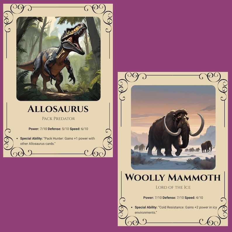 Dinosaur Trading Cards: 20 Prehistoric Animal Cards (digital Download ...