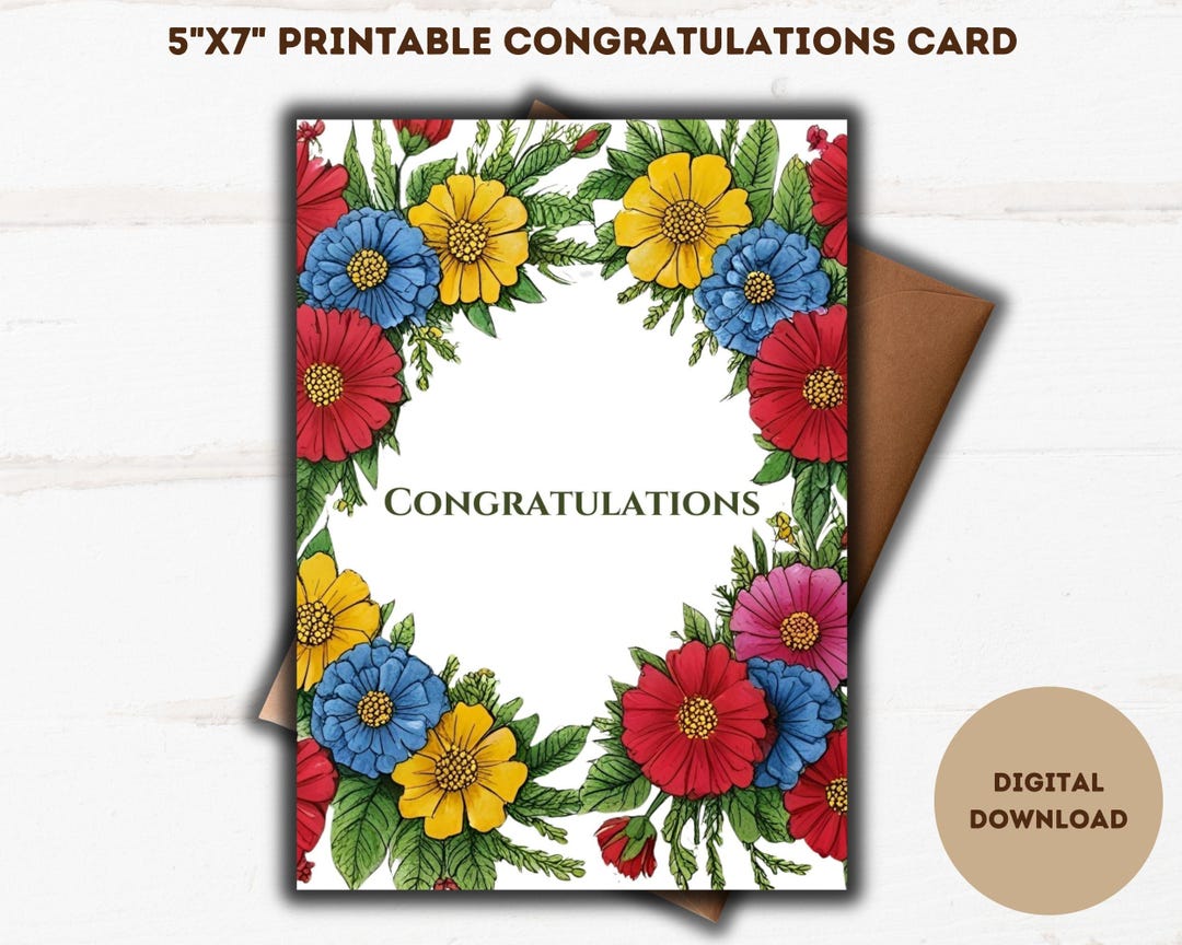 Printable Congratulations Card | Elegant Digital Greeting Card for ...