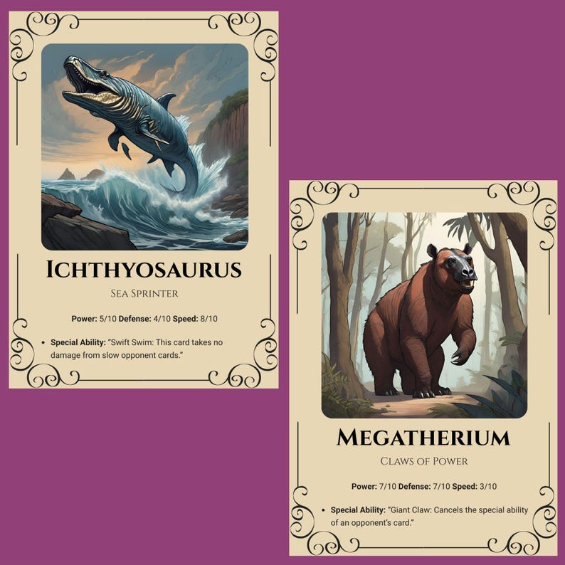Dinosaur Trading Cards: 20 Prehistoric Animal Cards (digital Download ...