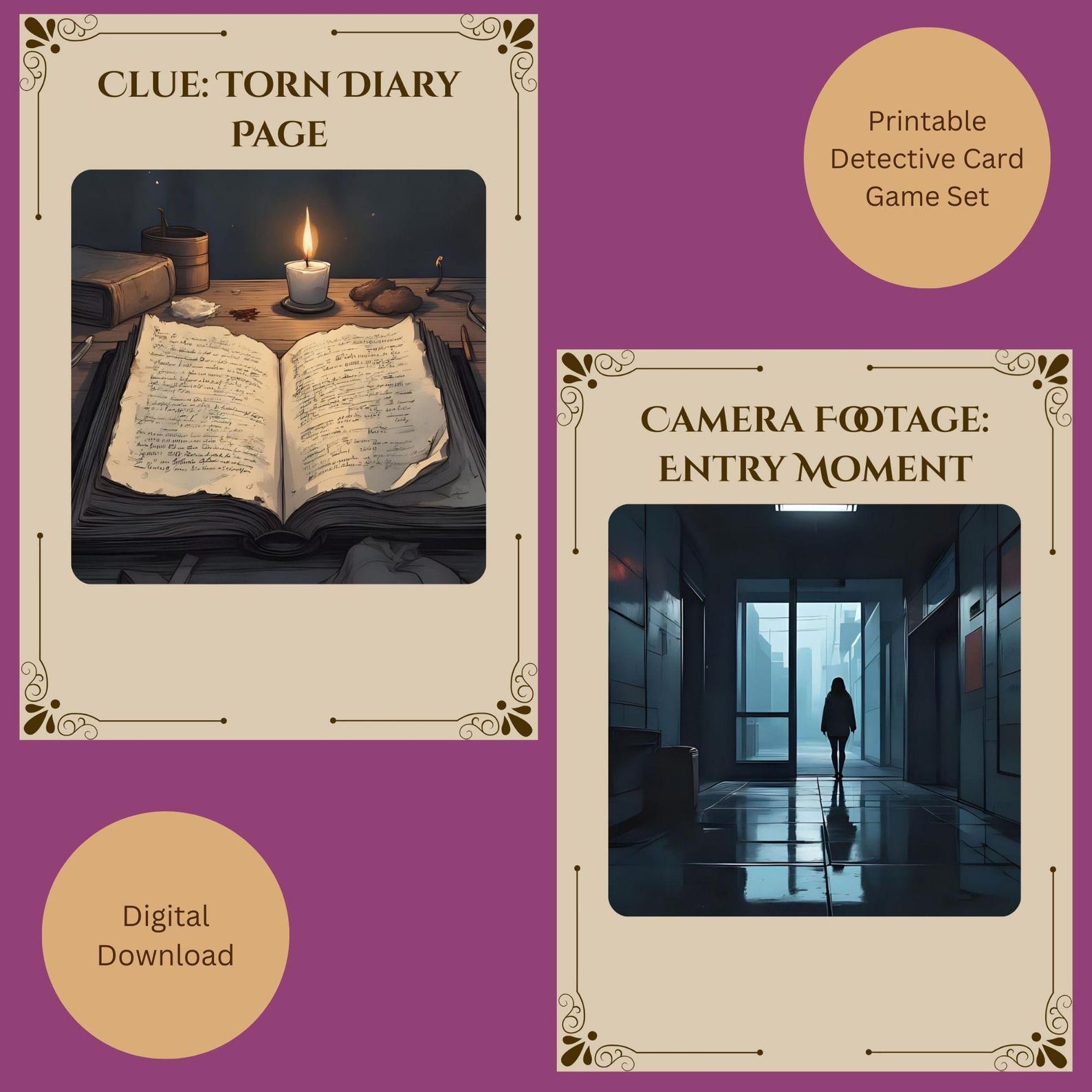 Detective Card Game Set: Printable Mystery Whodunit (digital PDF) - Etsy
