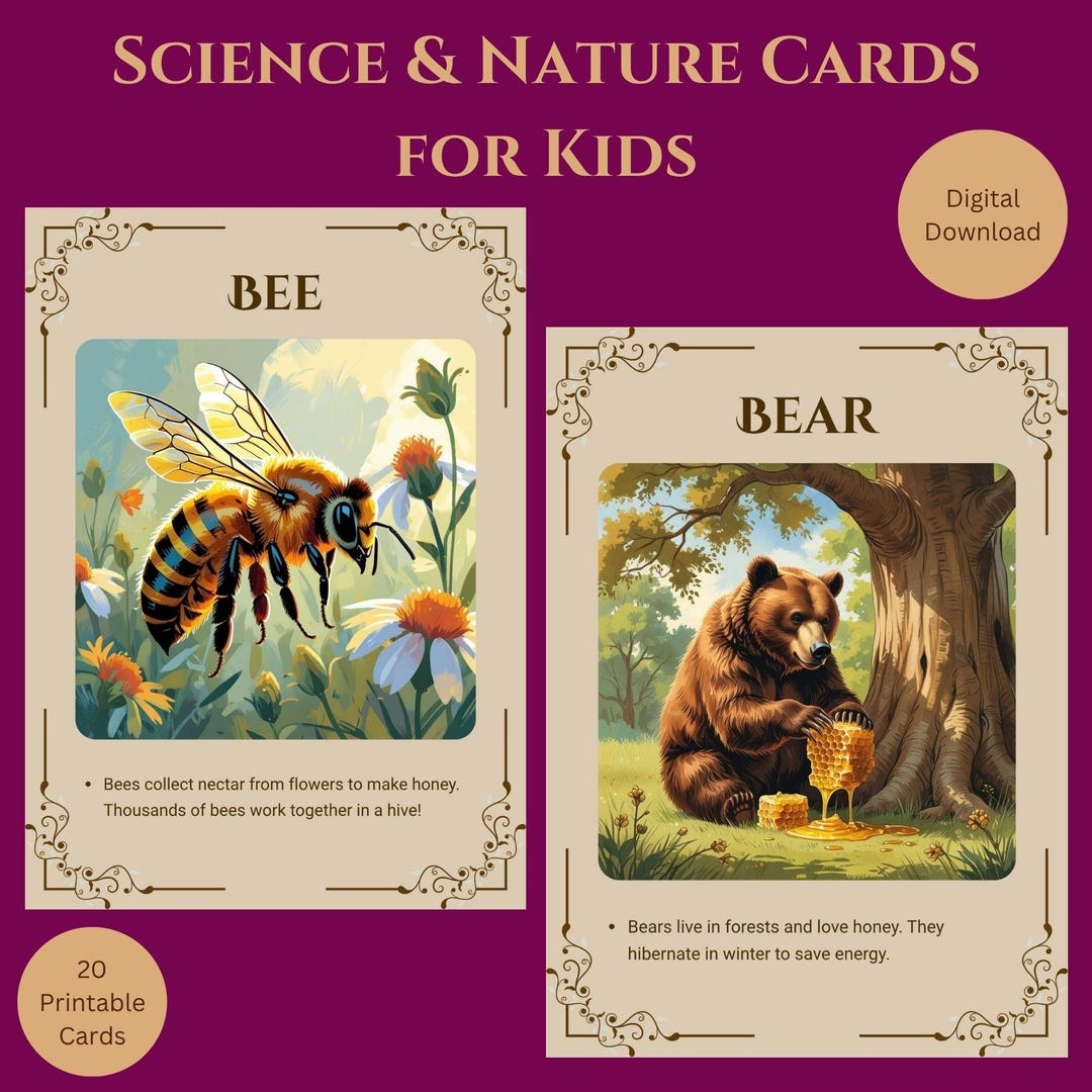 Science & Nature Cards for Kids | 20 Printable Educational Flashcards ...