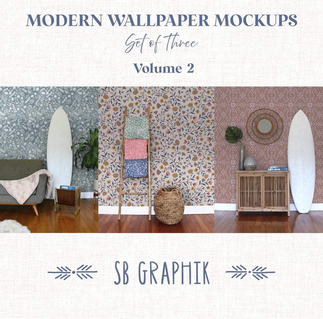 Modern Wallpaper Mockup Set of Three - Volume 2 - Photoshop With Smart ...