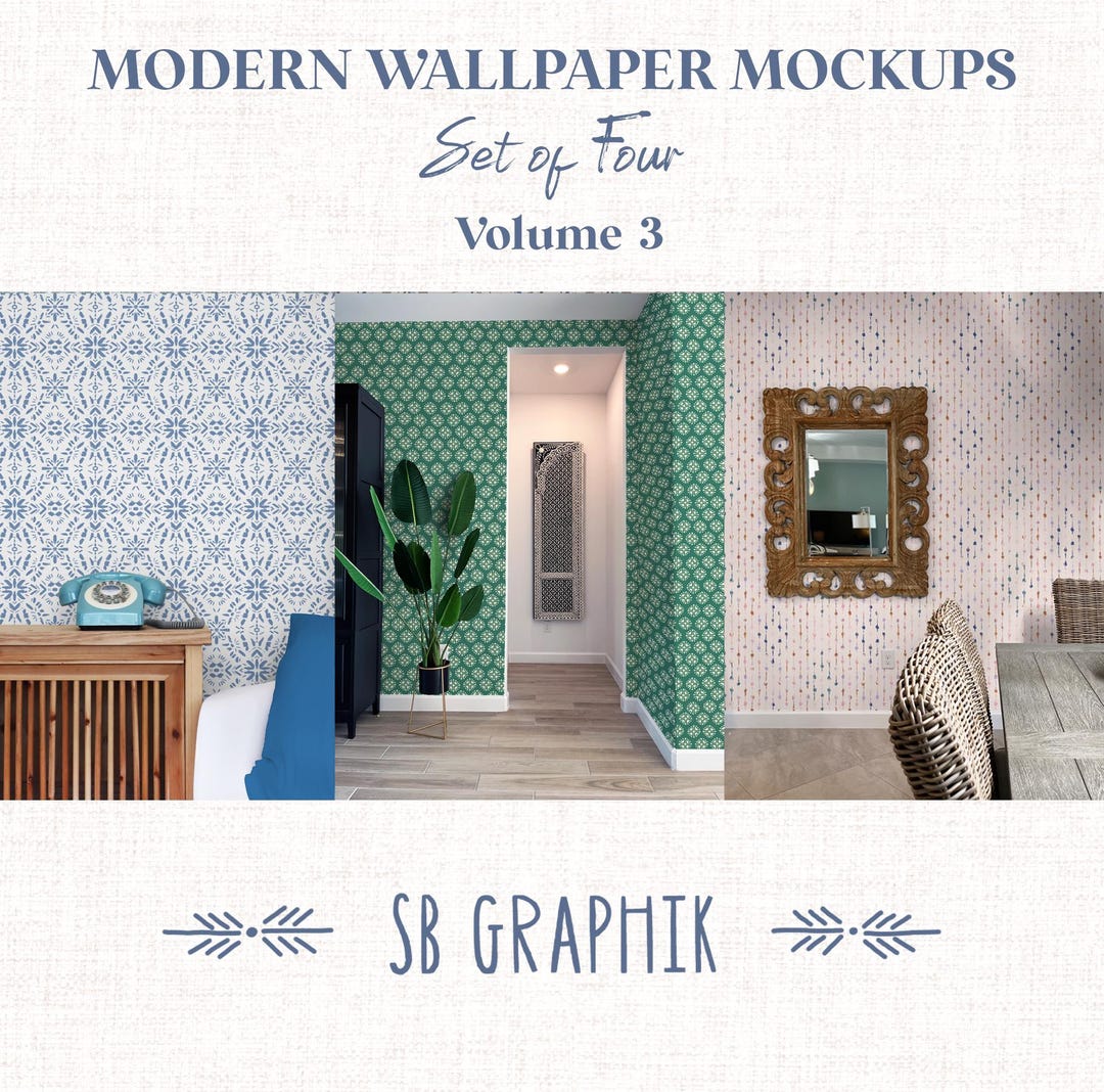 Modern Wallpaper Mockup Set of Four - Volume 3 - Photoshop With Smart ...