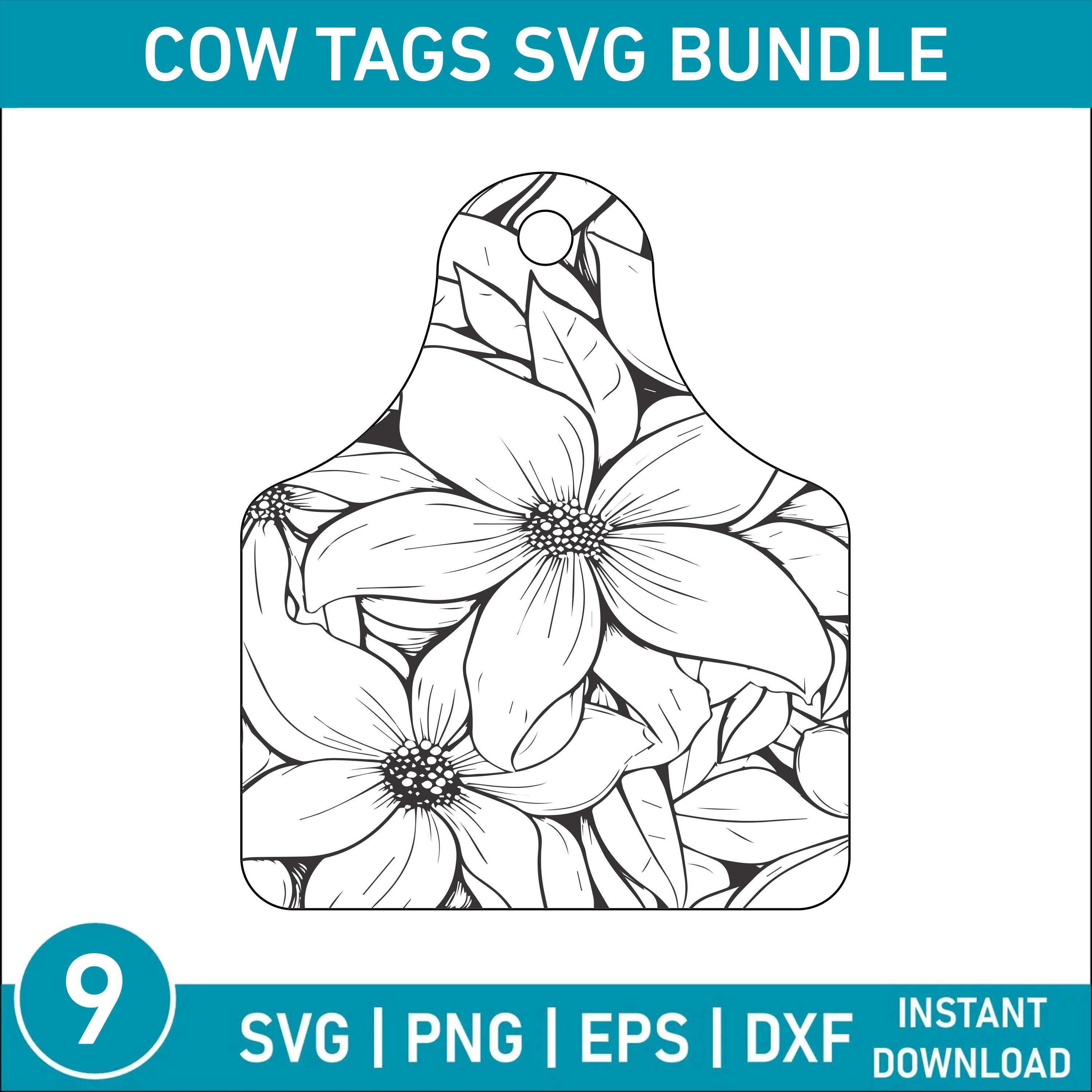 Ear Tag SVG Bundle | Cattle Tag PNG Laser Engraving File | Western ...