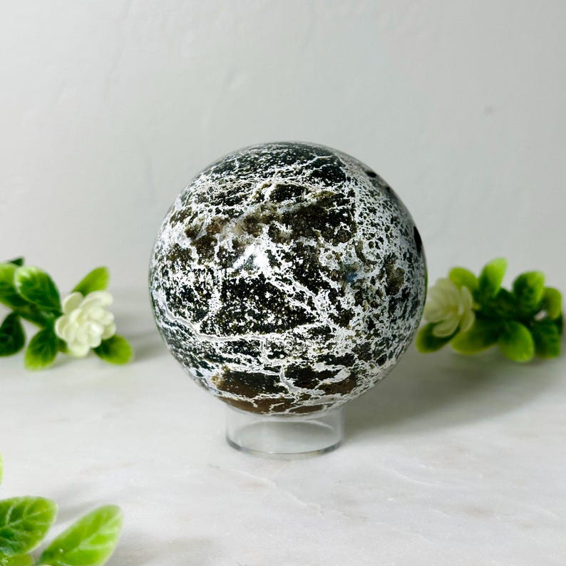 Polychrome Jasper Sphere | Black, Yellow, White & Brown | Crystal Ball ...