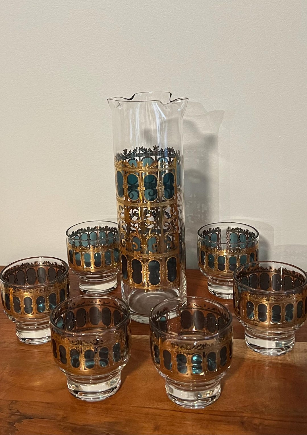 Vintage 22K Gold & Emerald Culver Valencia Cocktail Set - Etsy