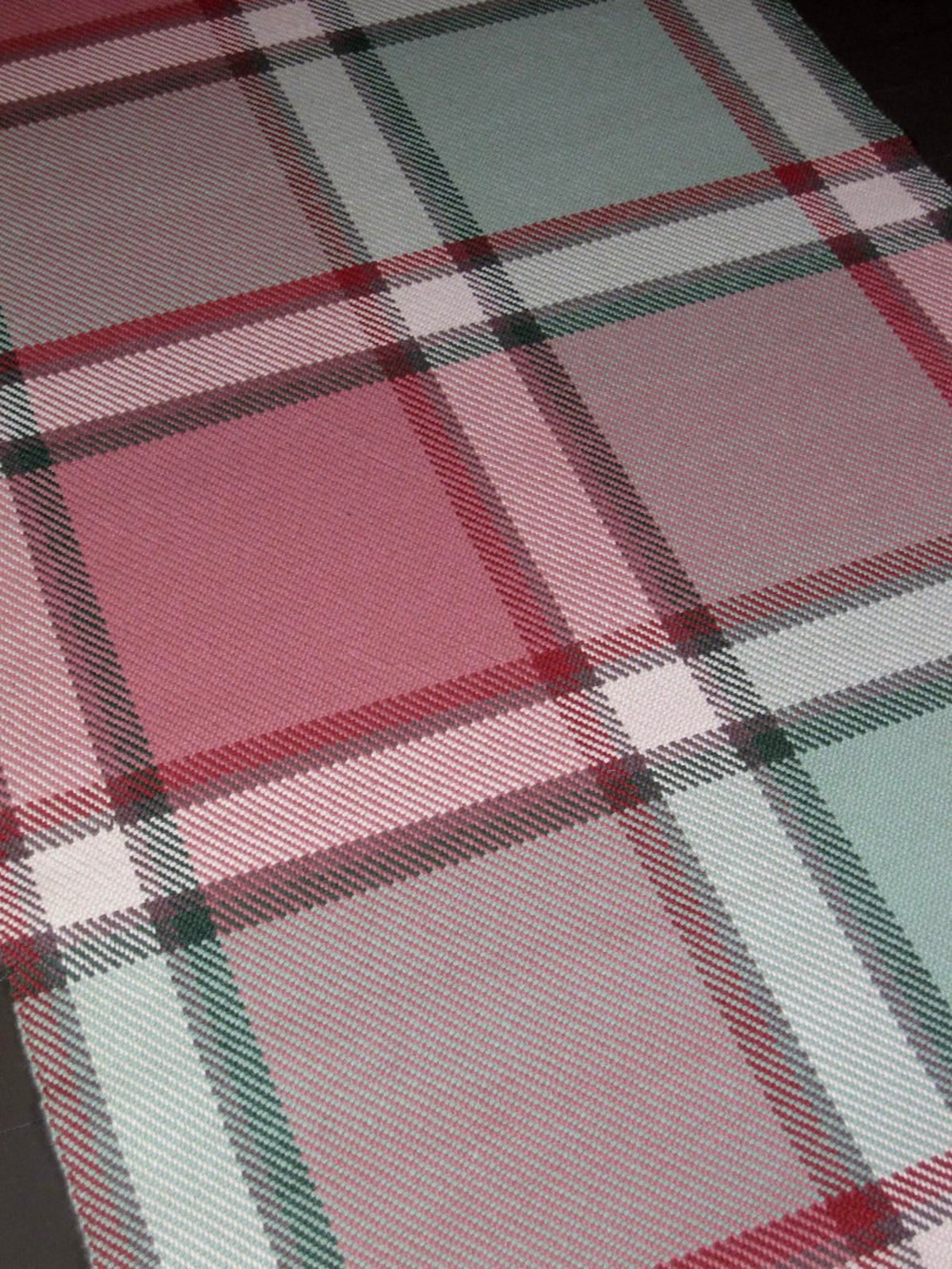 Hand Woven Plaid Wool Rug, Handwoven Rug Runner in Reds and Greens ...