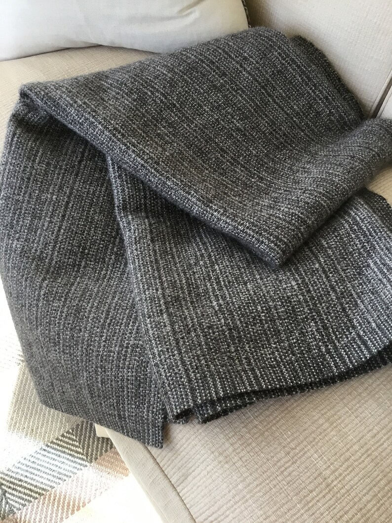 Alpaca Handwoven Throw Charcoal Natural Yarns Hand Woven | Etsy