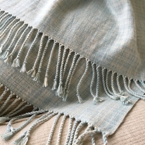 Cashmere Silk Hand Dyed Ikat Effect Shawl, Hand Woven Blue White ...