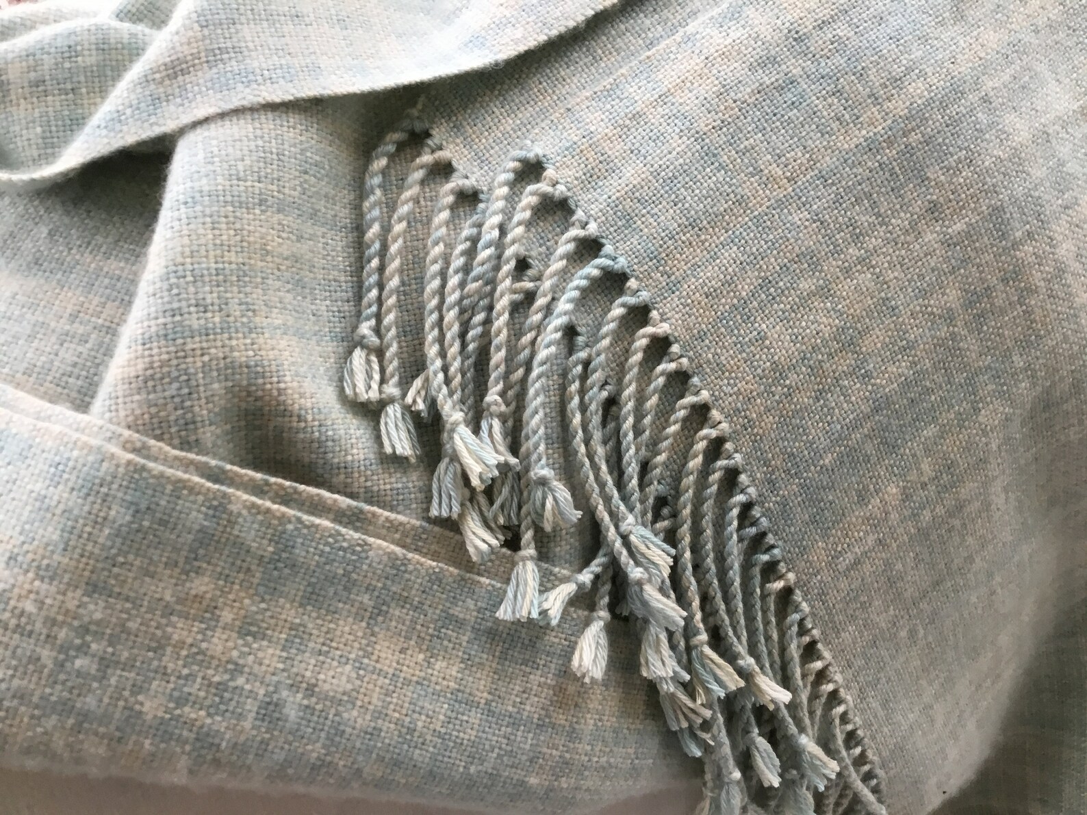 Cashmere Silk Hand Dyed Ikat Effect Shawl, Hand Woven Blue White ...