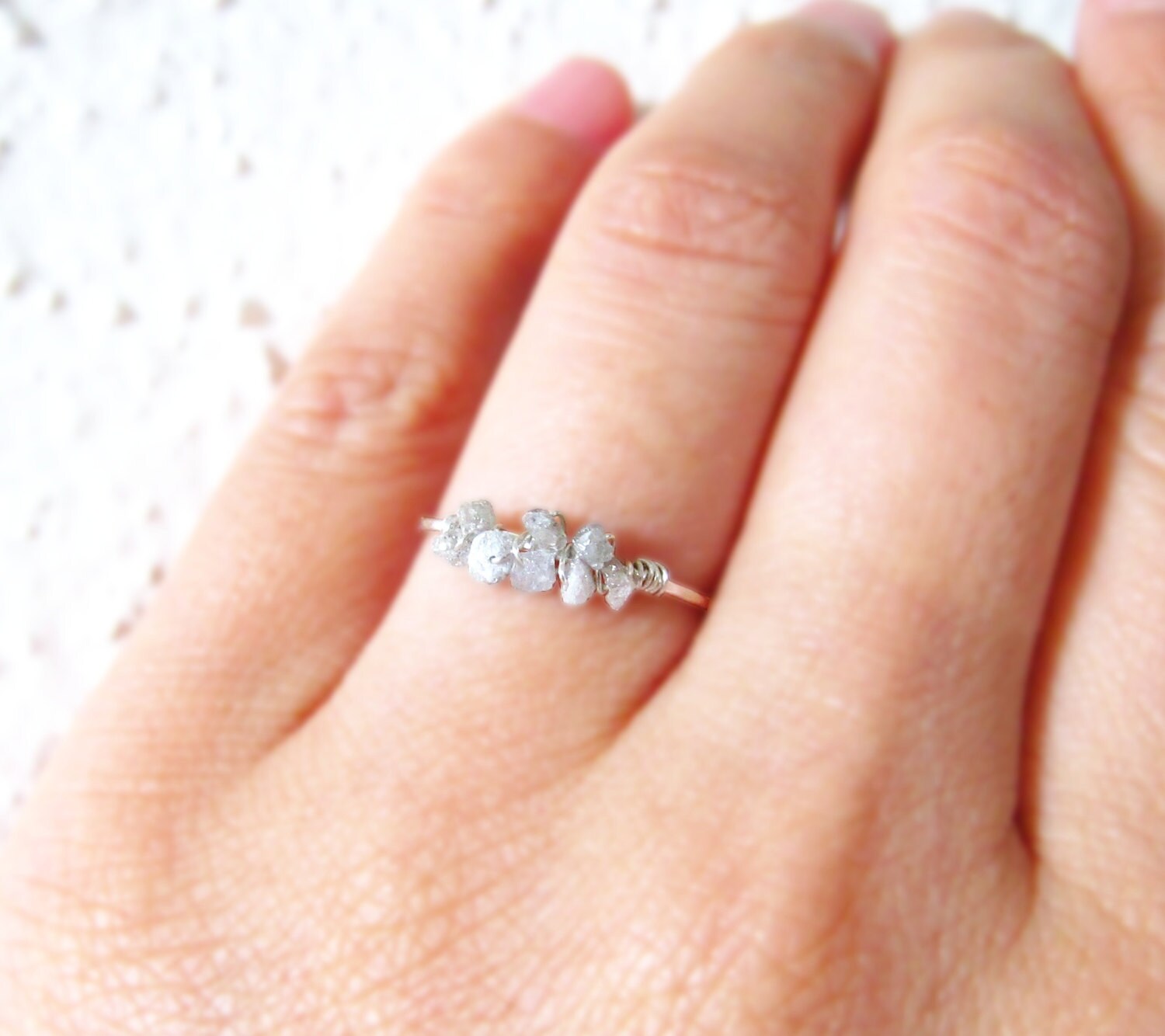 White Raw Diamond Ring-sterling Silver Uncut Diamond - Etsy