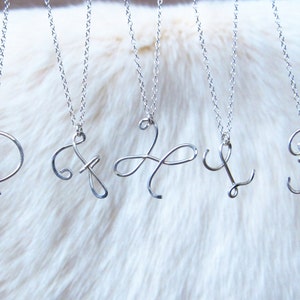 Wire Cursive Initial Necklace-initial Necklace-cursive Monogram Jewelry ...