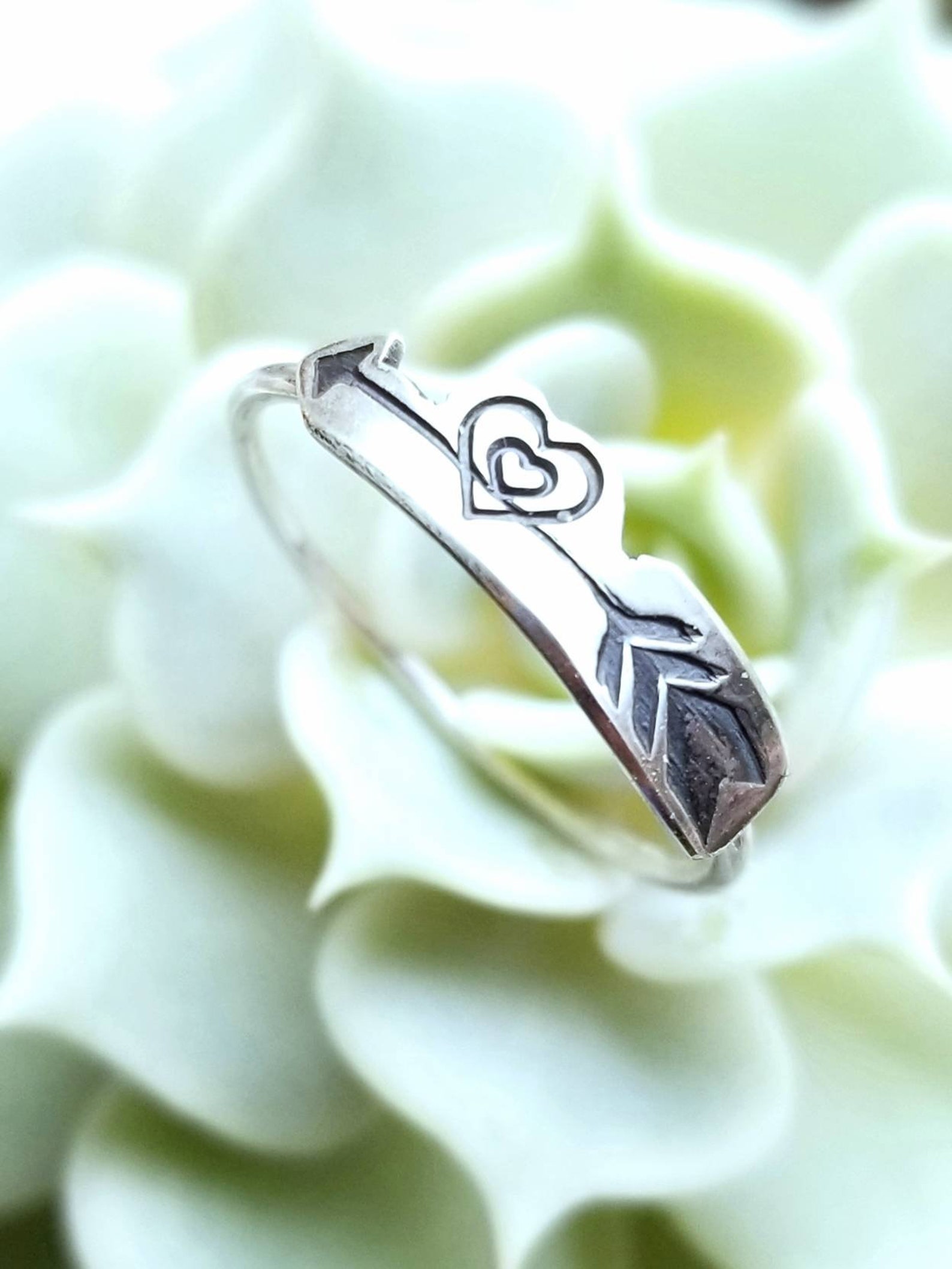 Arrow Heart Love Ring-best Friend Ring-stackable Ring-sterling - Etsy