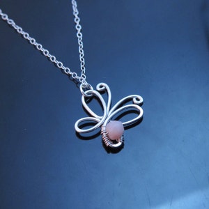 Silver Wire Butterfly Necklace-birthstone Butterfly Necklace-dainty ...