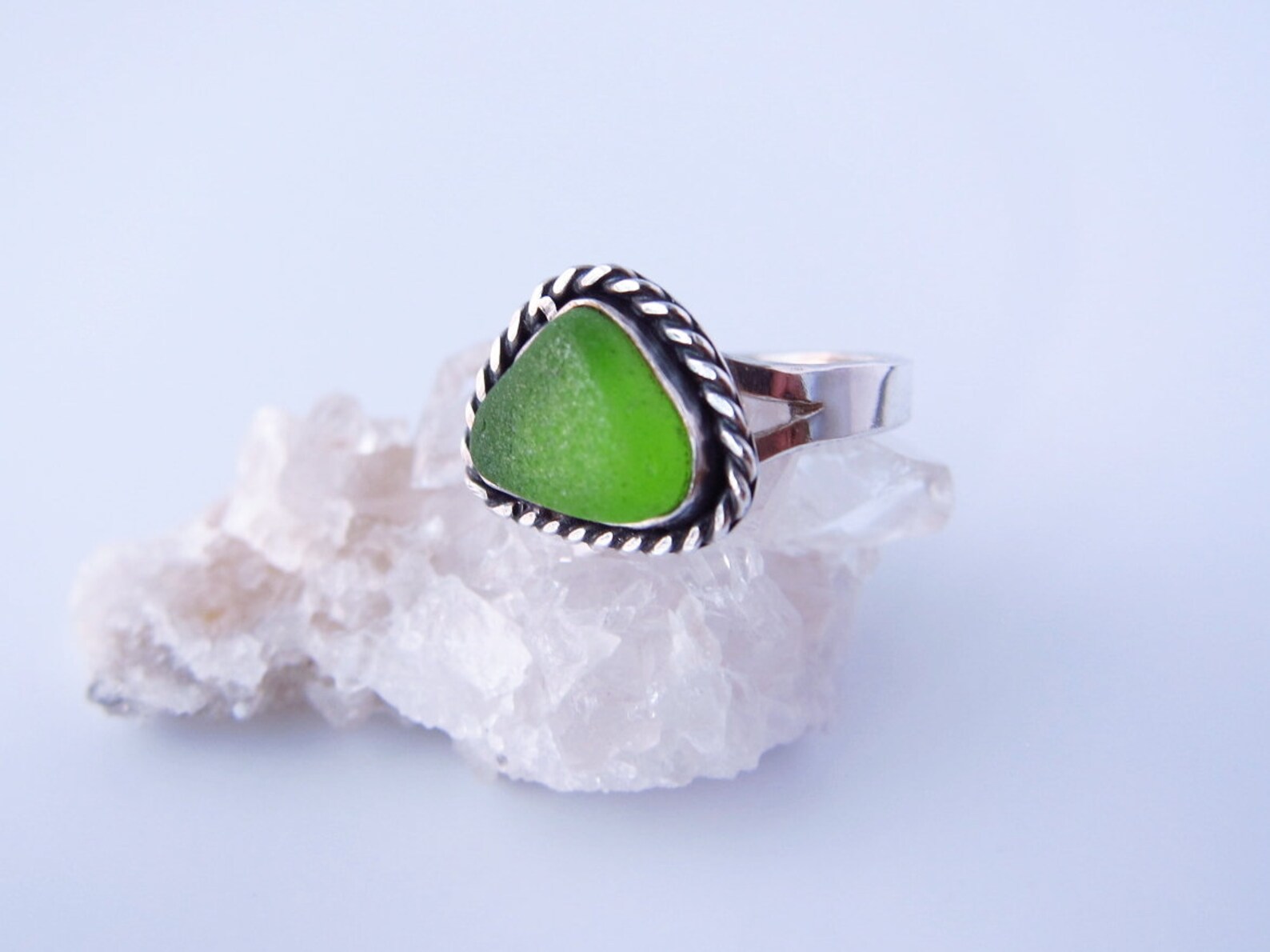 Silver Genuine Green Sea Glass Ring-size 7-natural Sea Glass - Etsy