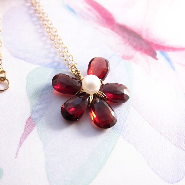 Red Garnet Necklace - Etsy