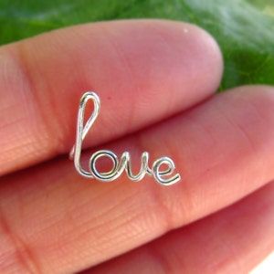 Love Earring in Sterling Silver, Word Ear Crawler, Gold Love Stud ...