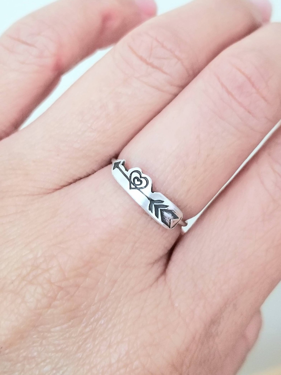 Arrow Heart Love Ring-best Friend Ring-stackable Ring-sterling - Etsy